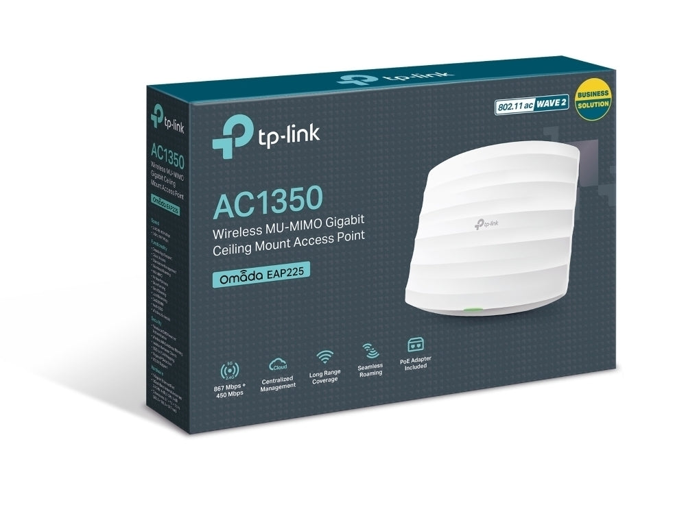 TP-Link EAP225 AC1350 Wireless MU-MIMO Gigabit Ceiling Mount Access Po ...
